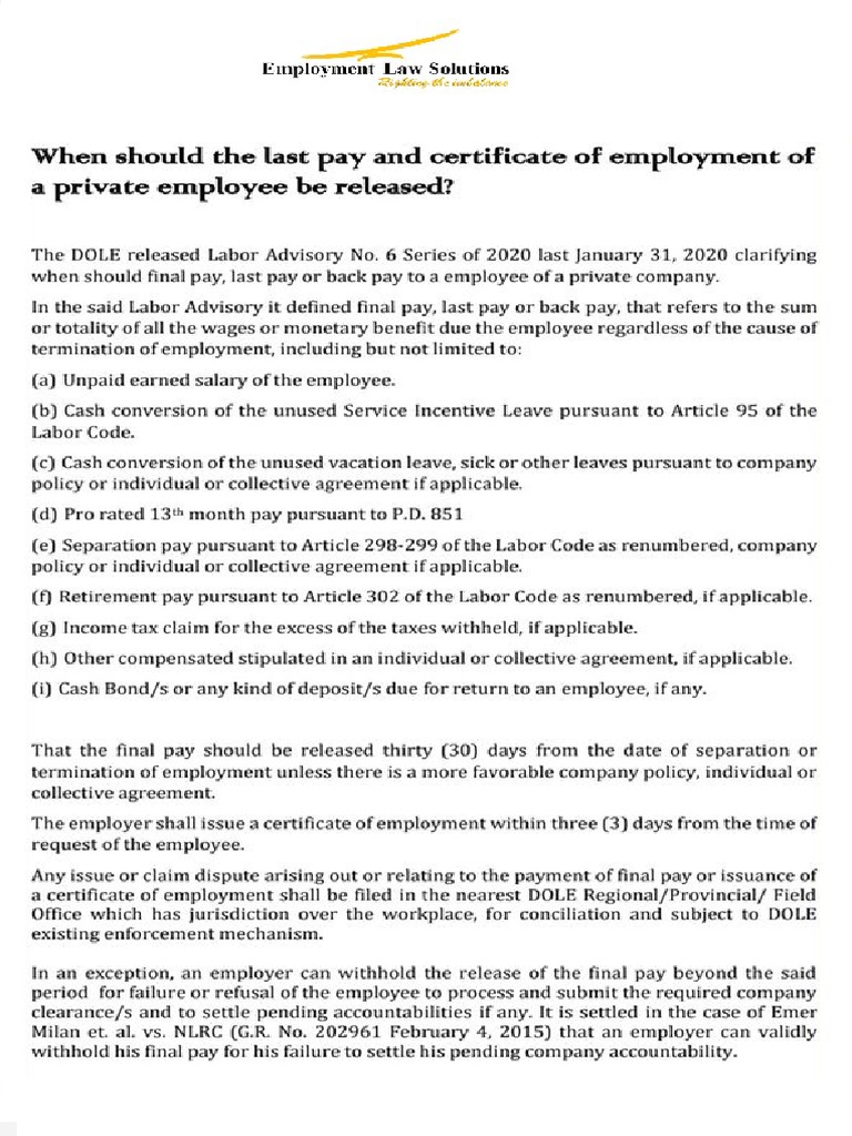 Final Pay Rules | PDF