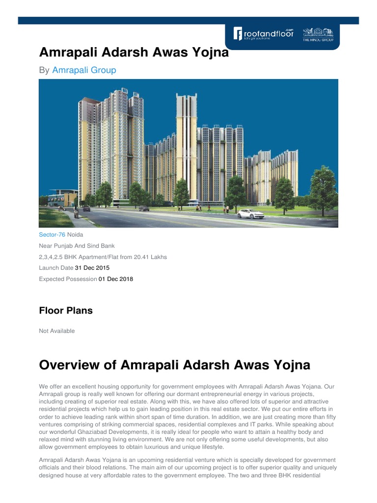 Amrapali Adarsh Awas Yojna Automated - Brochure | PDF | Tile | Apartment