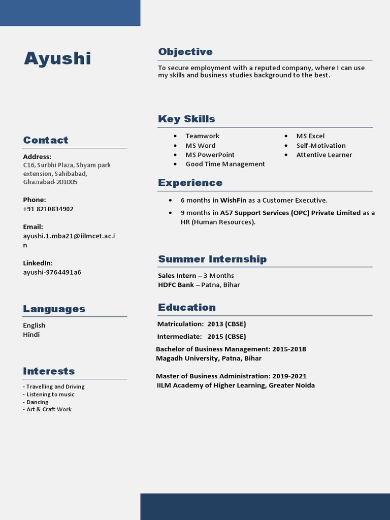 Ayushi | PDF | Career & Growth