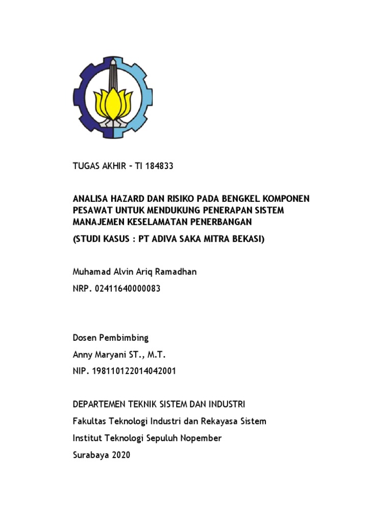 Analisis Risiko Bengkel Pesawat PT Adiva | PDF