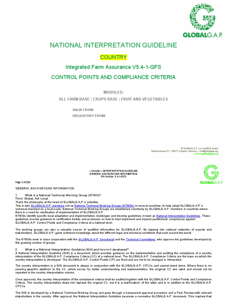 NIG Template v5.4 1 GFS | PDF | Regulatory Compliance | Risk