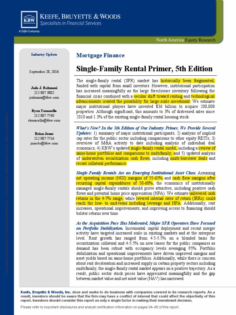 Single-Family Rental Primer, 5th Edition | PDF | Securitization ...