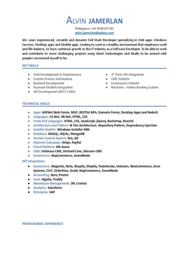 Lvin Jamerlan: Key Skills | PDF | Web Application | J Query