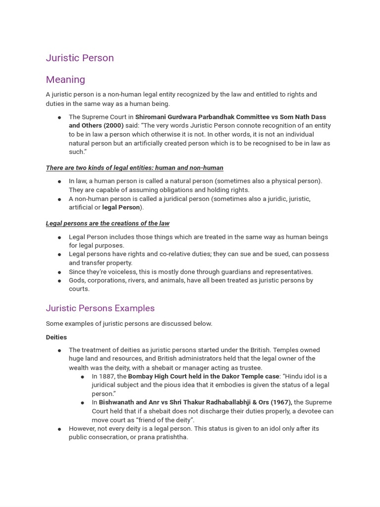 Juristic Person | PDF