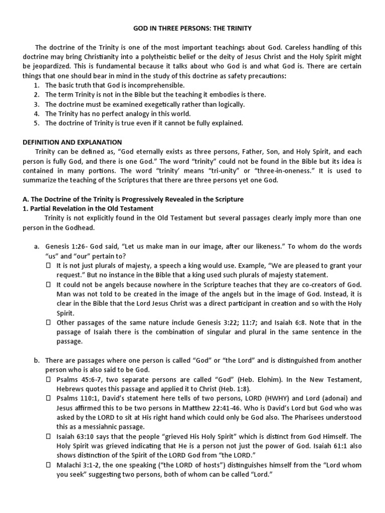 God in Three Persons: The Trinity | PDF | Trinity | God The Father