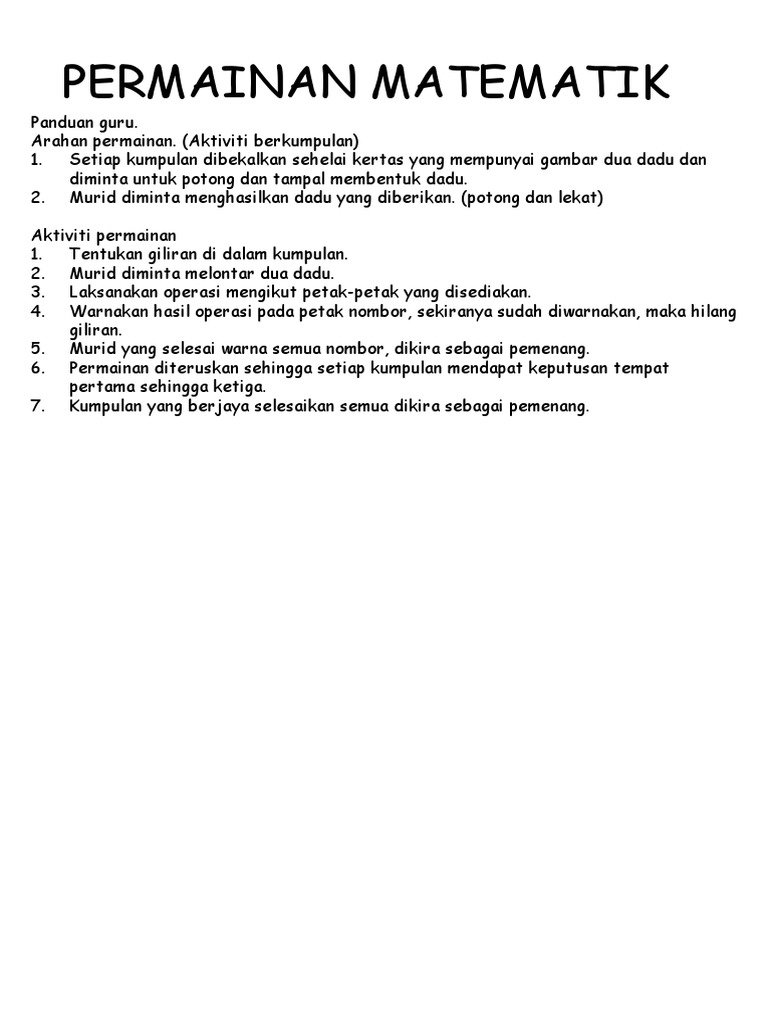 Permainan Matematik 01 Pdf