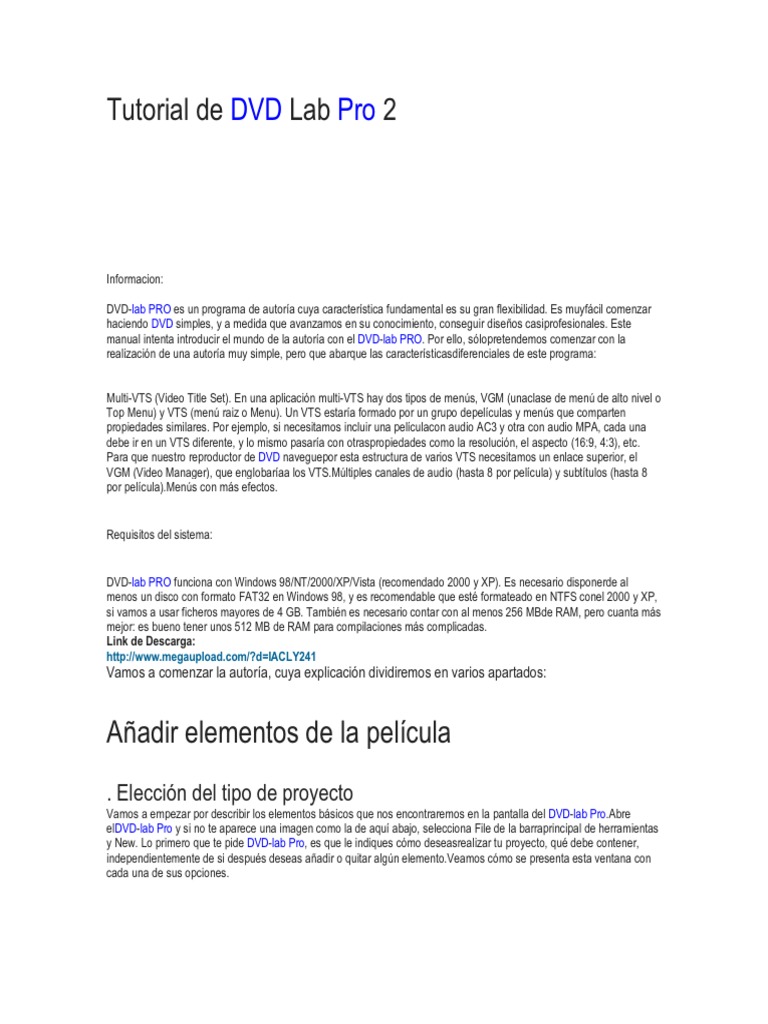 Tutorial de DVD Lab Pro | PDF