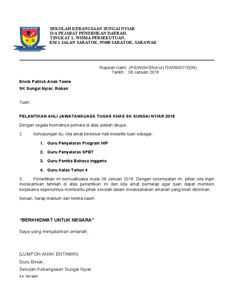 Surat Lantikan Guru SPBT | PDF