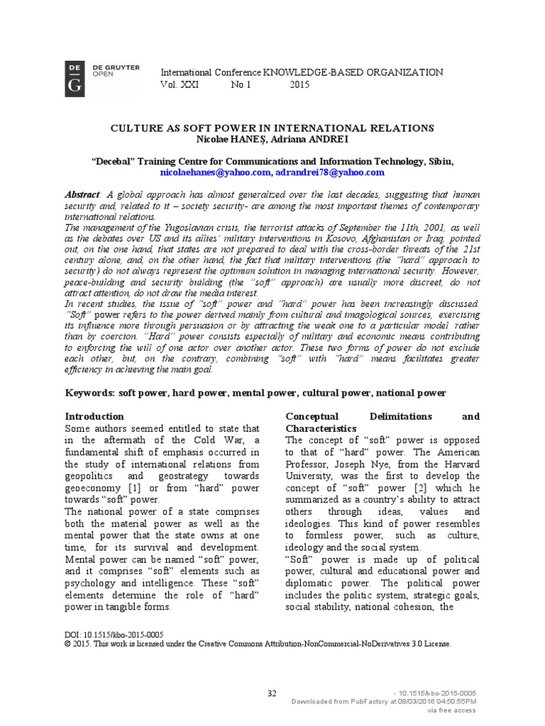 Culture As Soft Power in International Relations | PDF | Power (Social ...