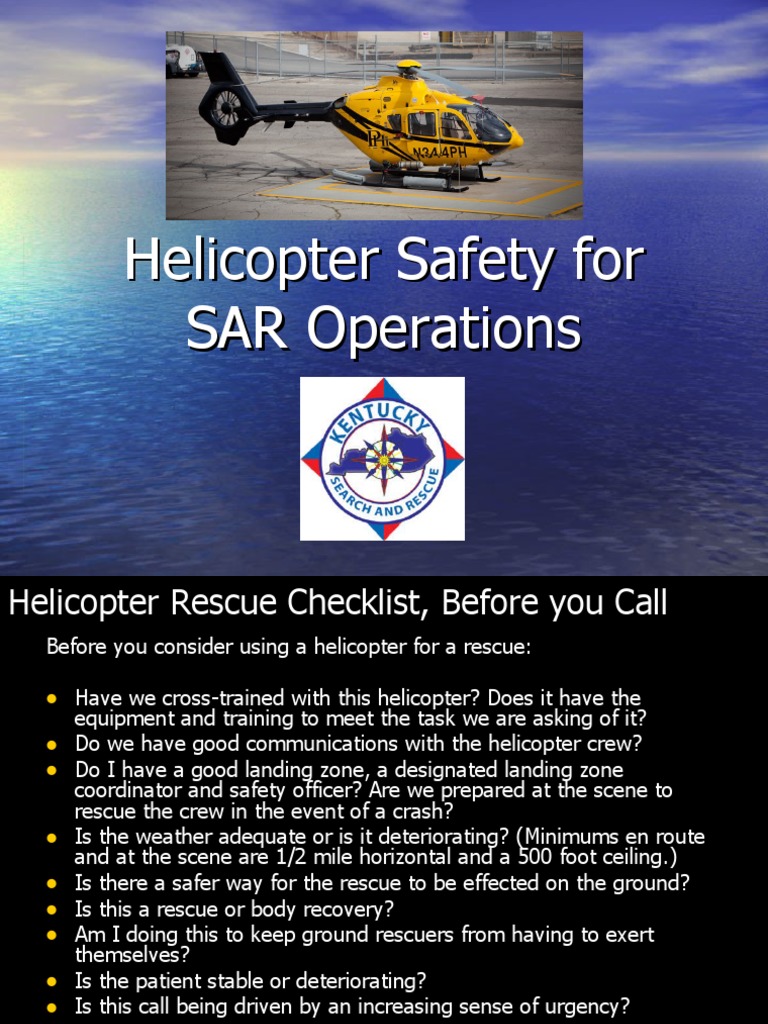 Helicopter Safety Guidelines for SAR Operations | PDF | Helicopter ...