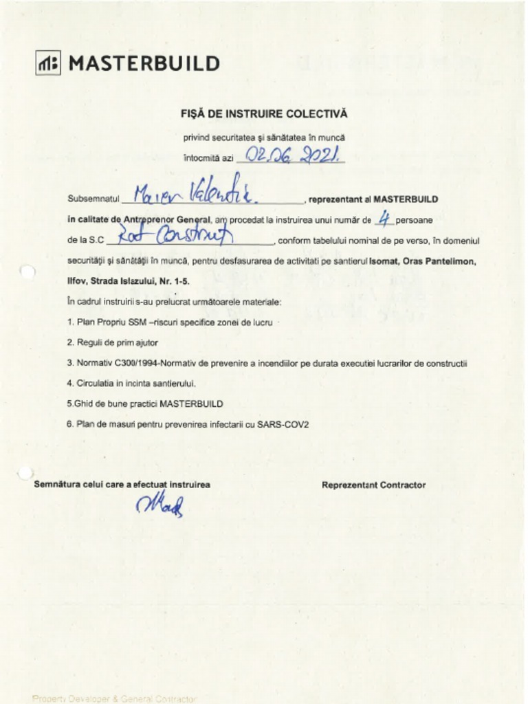 Fisa de Instruire Colectiva | PDF