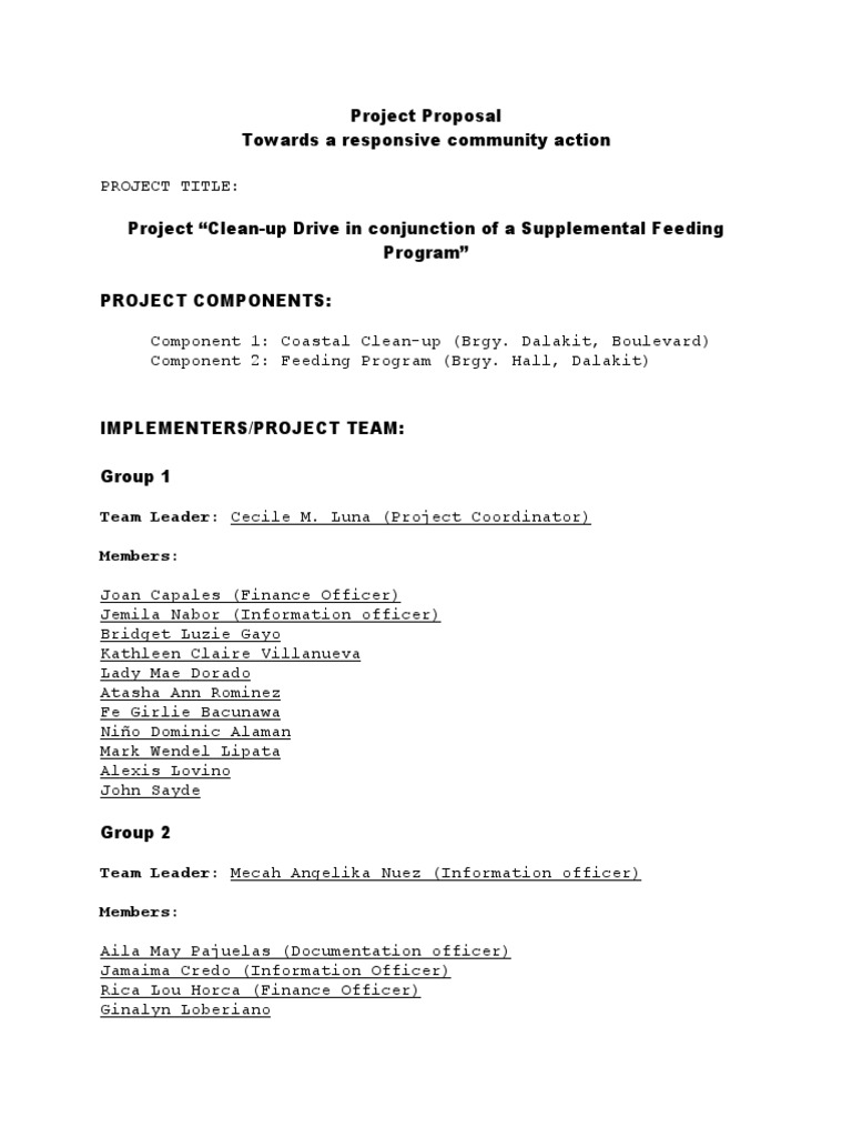 Team Leader: Cecile M. Luna (Project Coordinator) Members | PDF