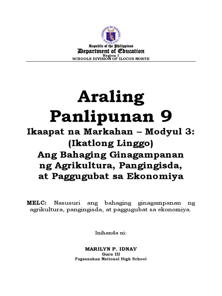 AP9 Q4 Mod3 Wk3 MPIdnay. 1 | PDF