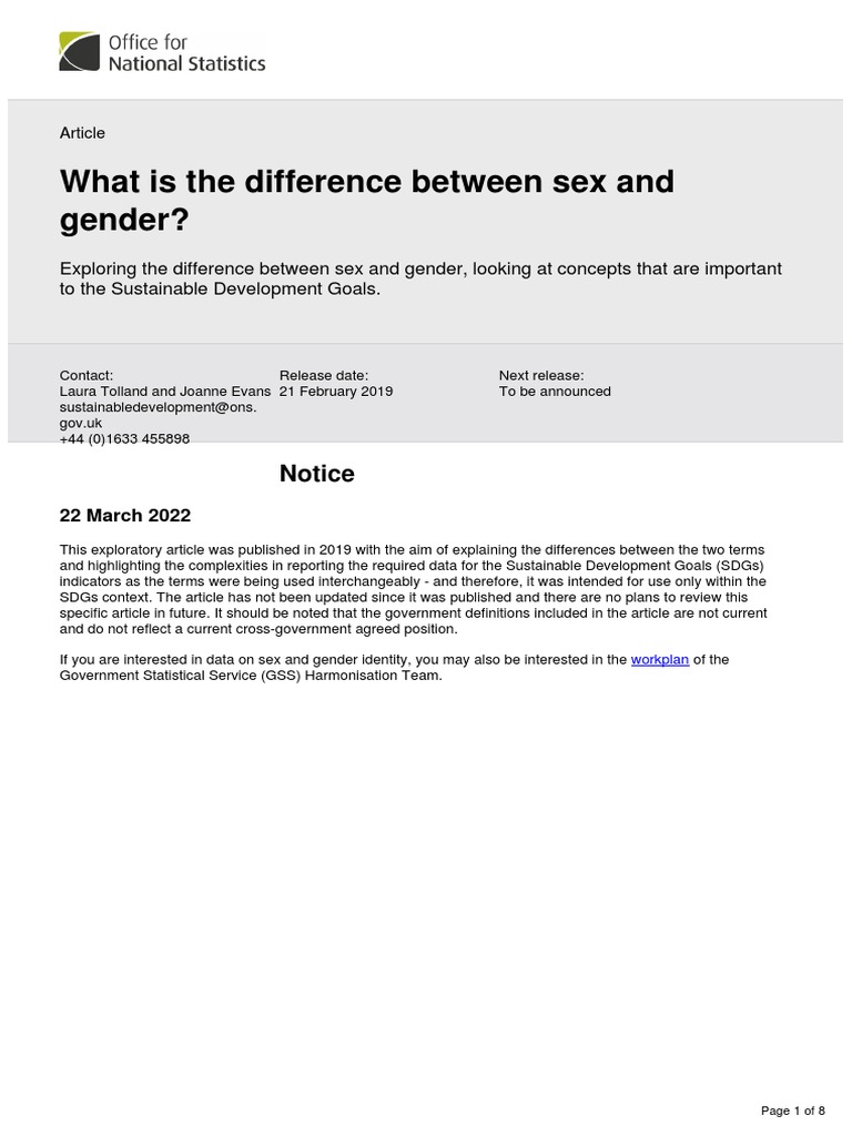 What Is The Difference Between Sex and Gender | PDF | Gender | Gender ...