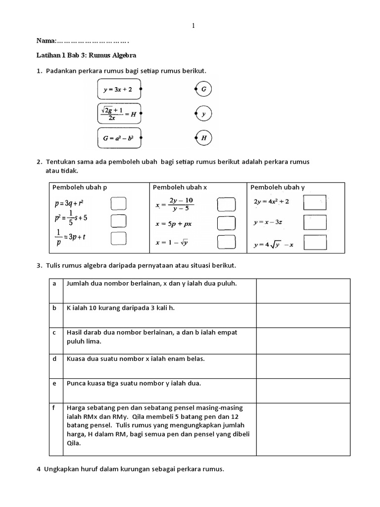 Bab 3 Rumus Algebra L1234 | PDF