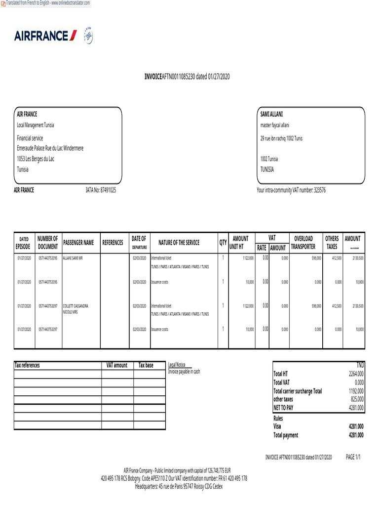 Invoice Air France: Air France Mon Compte Personnel – CISHZD