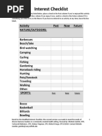 Interest Checklist | PDF | Pleasure | Occupational Therapy