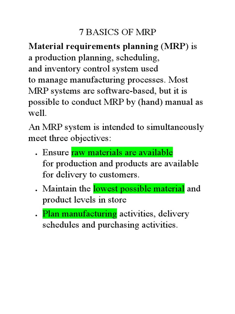 The Seven Basics of Material Requirements Planning (MRP): An In-Depth ...