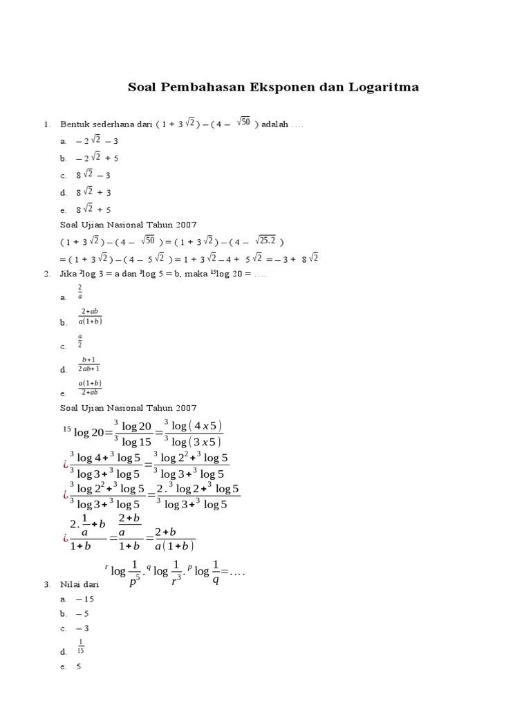 Kumpulan Soal Eksponen Dan Logaritma | PDF