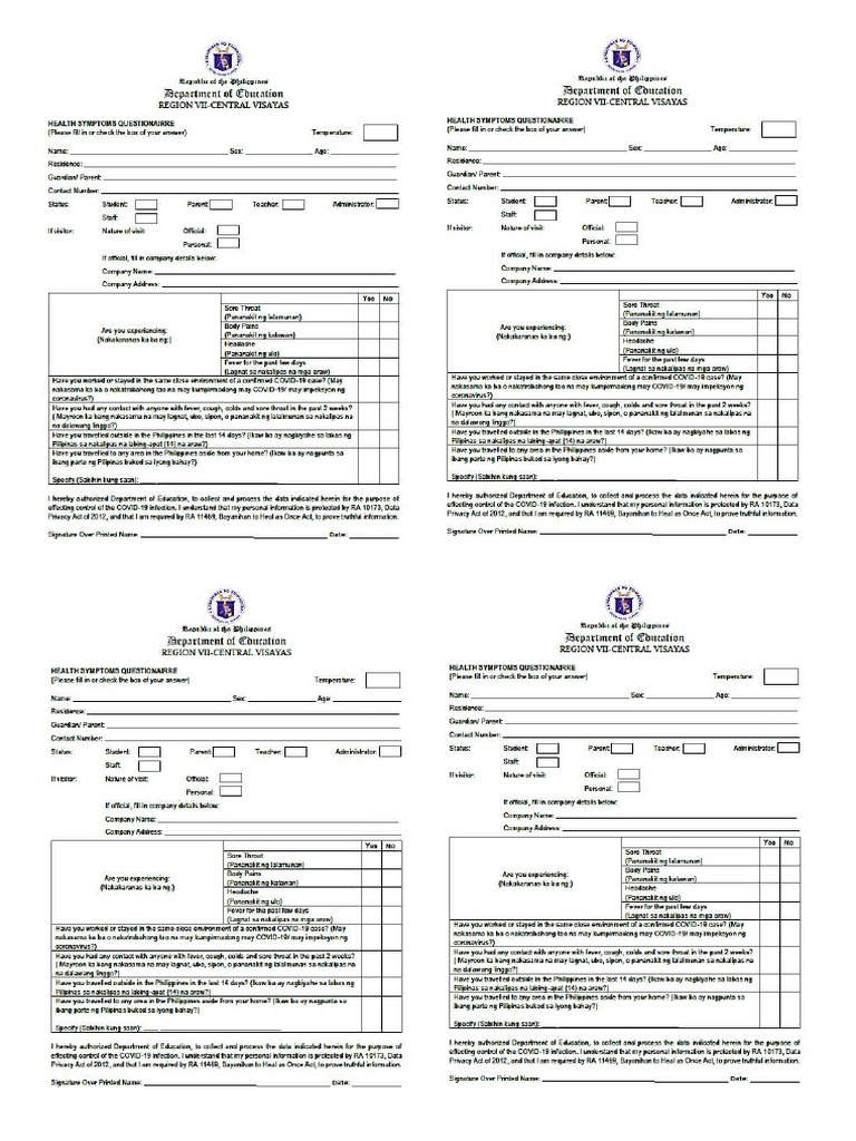 Health Form 4pcs | PDF
