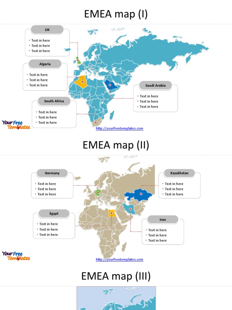 EMEA Map (I) : Text in Here Text in Here Text in Here | PDF | Creative ...