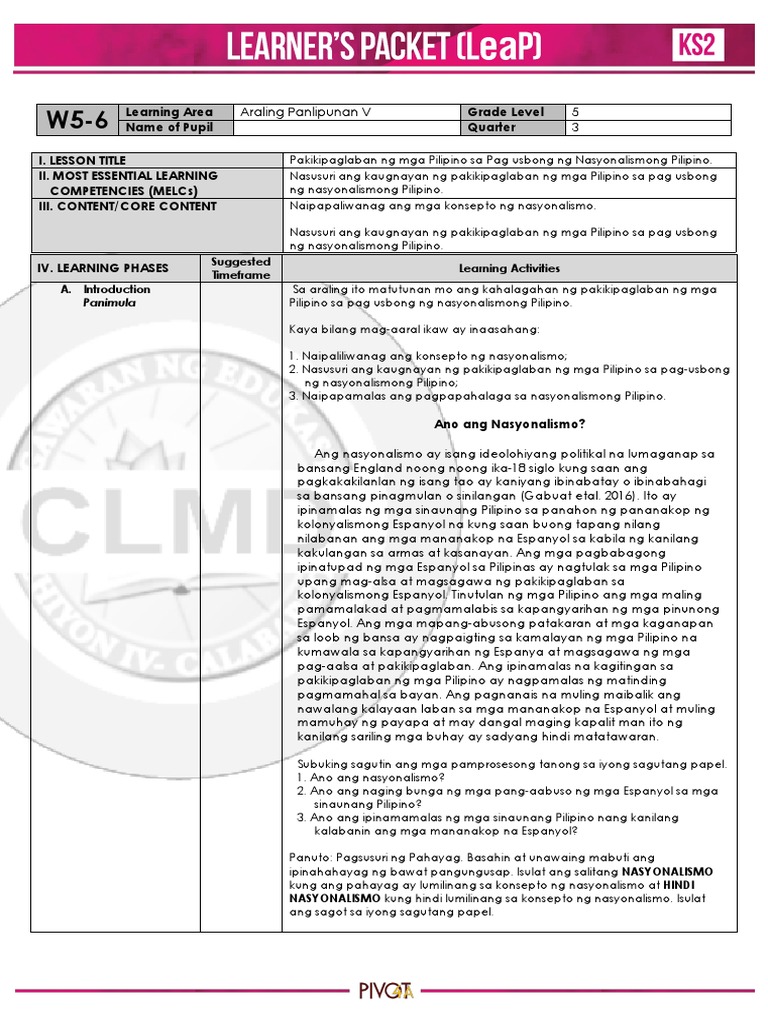 Leap Ap5 Q3 Week 5 6 | PDF