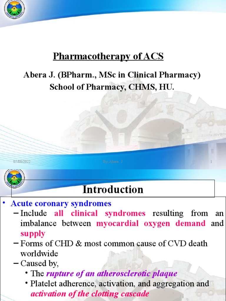 Pharmacotherapy of ACS | PDF | Myocardial Infarction | Percutaneous ...