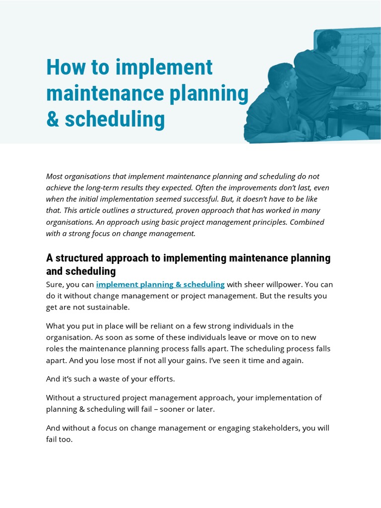 How To Implement Maintenance Planning & Scheduling | PDF | Project ...