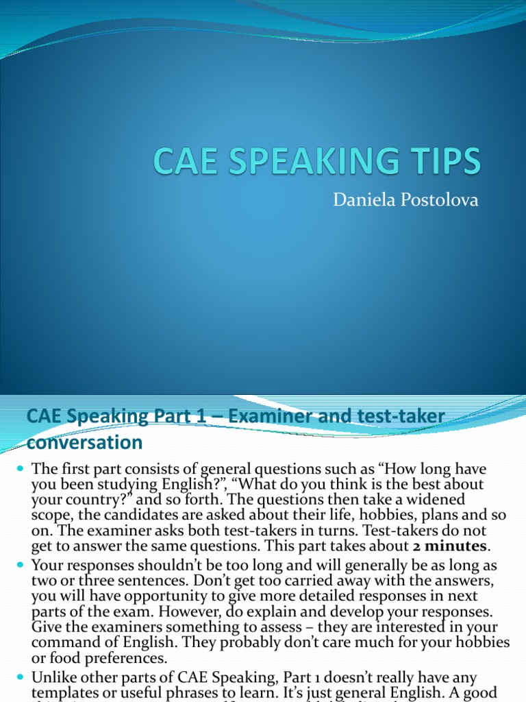 Cae Speaking Tips | PDF | Verb | Linguistics