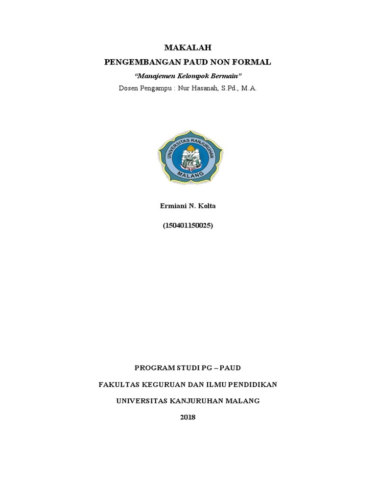 MAKALAH Pengembangan Paud Non Formal | PDF | Karier & Perkembangan | Sains & Matematika
