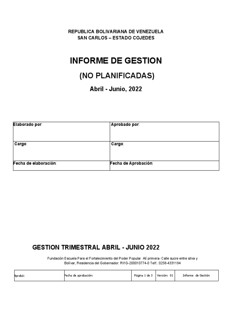 2do INFORME TRIMESTRAL 2022 NO PLANIFICADA | PDF