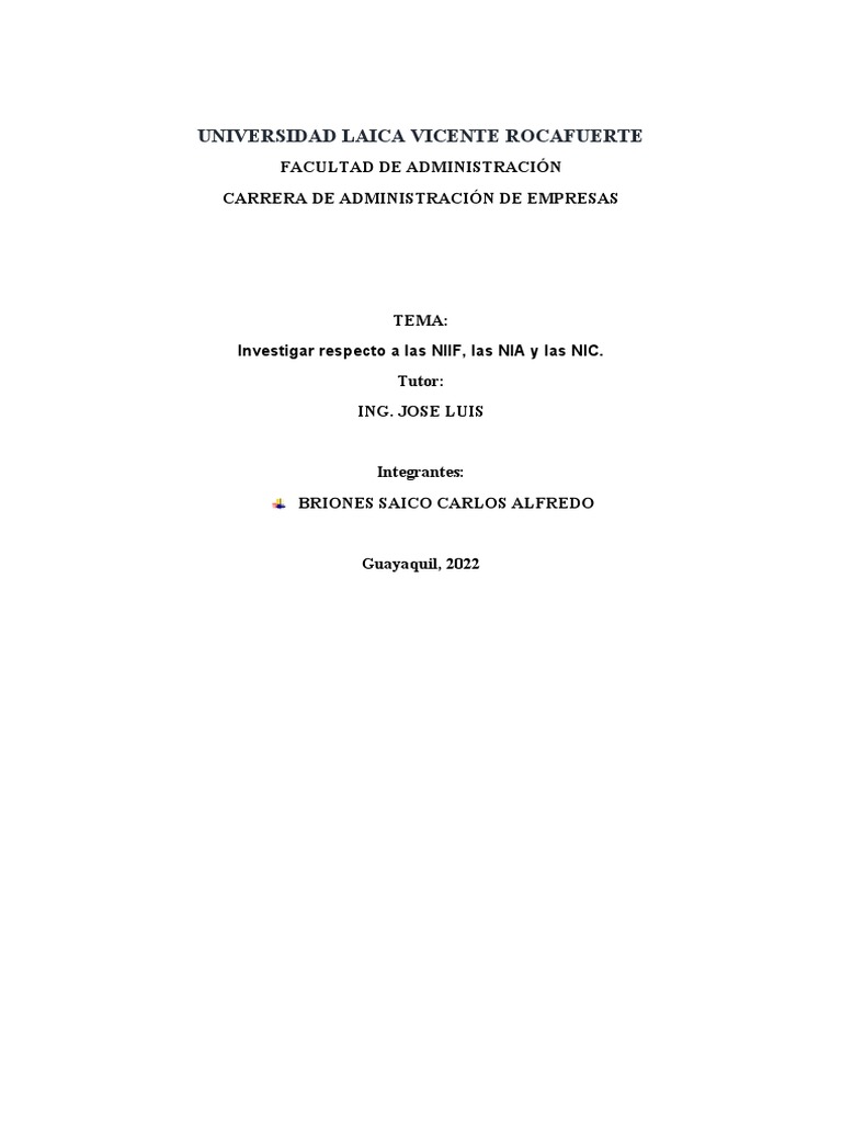 Auditoria Niif y Nic | PDF | normas internacionales de INFORMACION ...