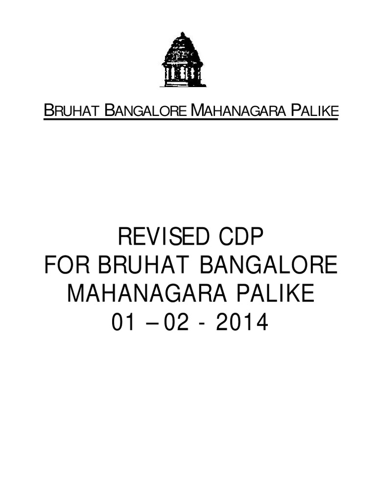 Revised CDP For Bruhat Bangalore Mahanagara Palike 01 - 02 - 2014 | PDF ...