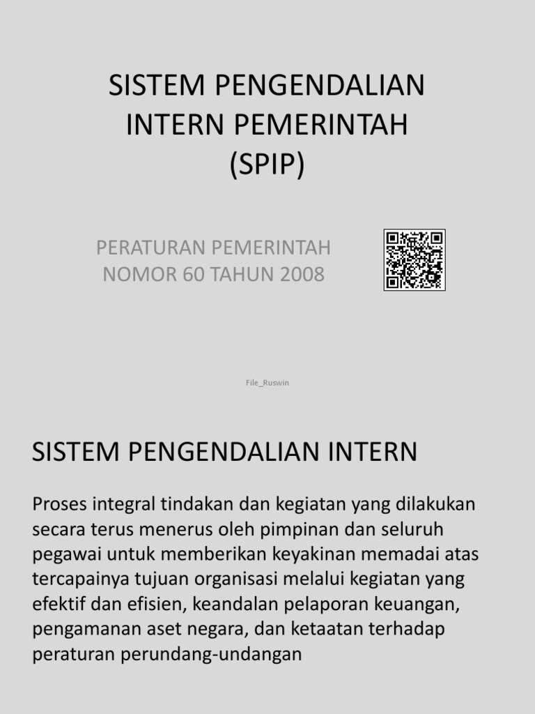 Sistem Pengendalian Intern Pemerintah | PDF