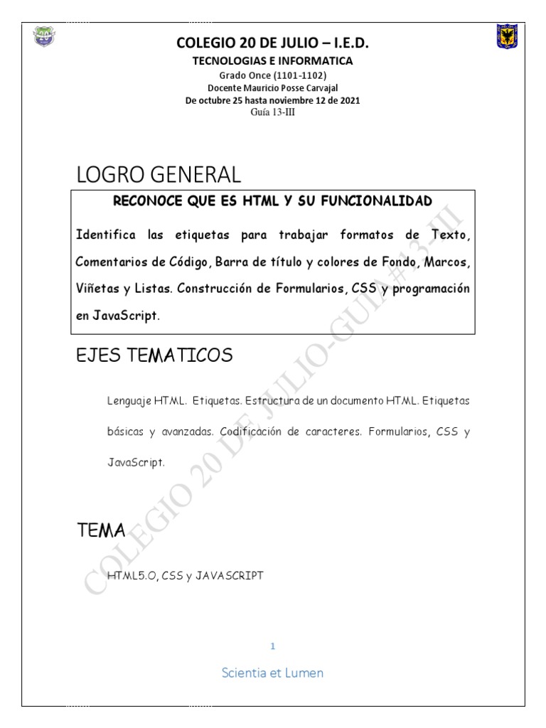 Tecnologia e Informatica Grado Once | PDF | Script Java | Programación de computadoras