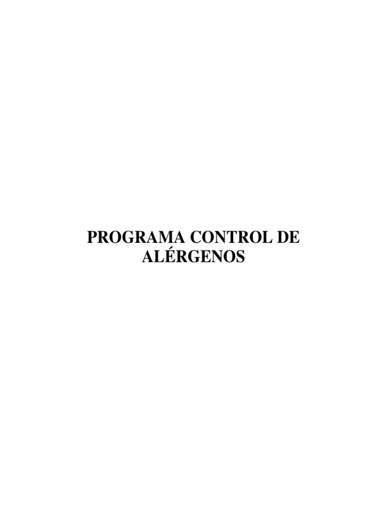 Programa Control De Alergenos Pdf Dieta Libre De Gluten Alergia
