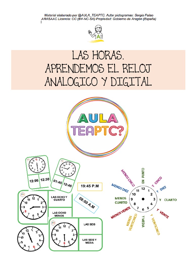 Material_TEACCH_Aprendemos_las_horas_Reloj_analogico_y_digital | PDF ...
