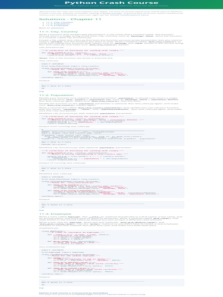Python Crash Course by Ehmatthes 11 | PDF | Computer Programming | Software Engineering