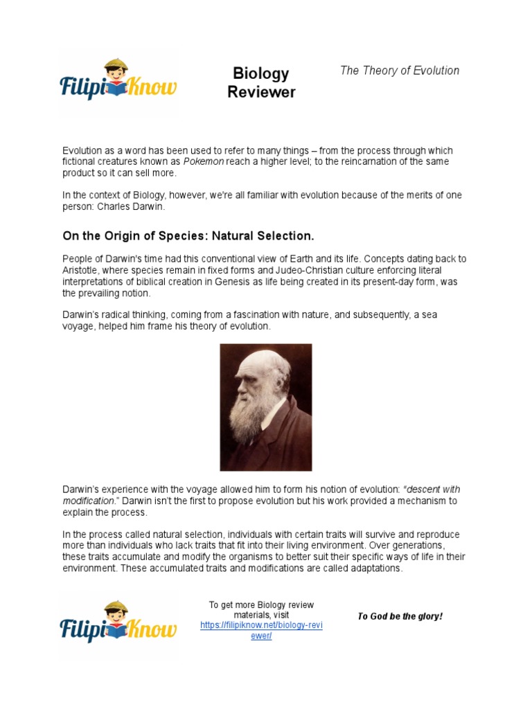 Biology Reviewer: On The Origin of Species: Natural Selection | PDF ...