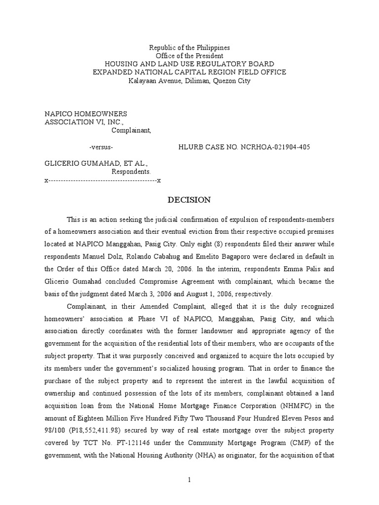 NAPICO VI-decision | PDF | Mortgage Loan | Lawsuit