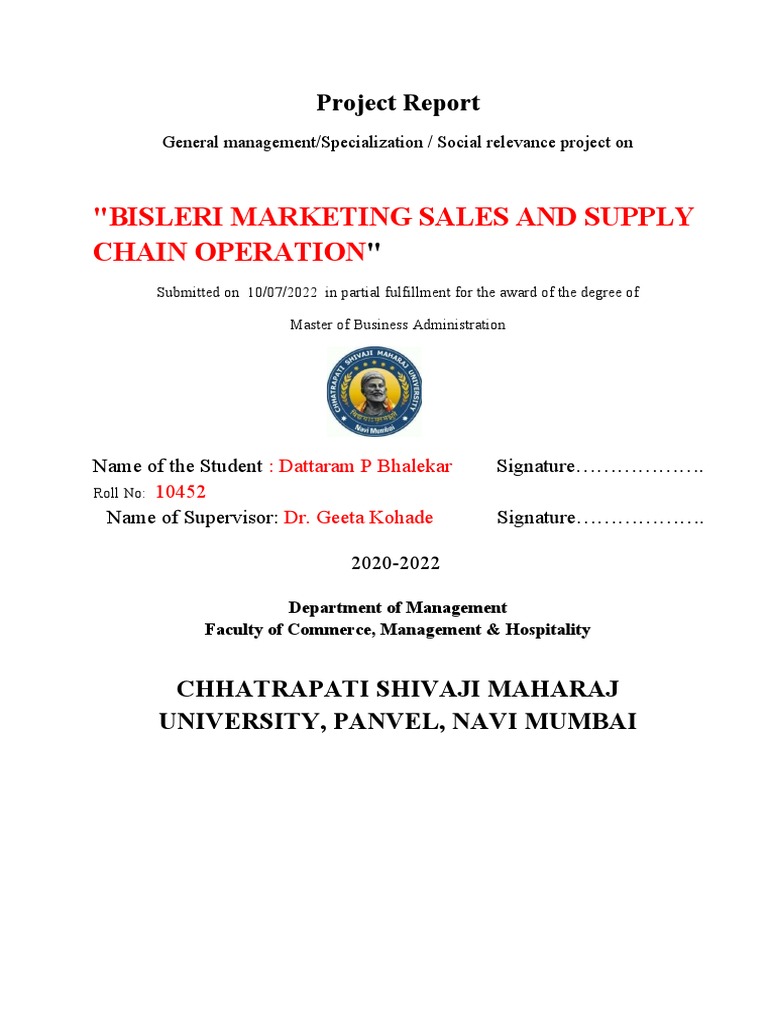 Project Report BISLERI | PDF | Brand | Bottled Water