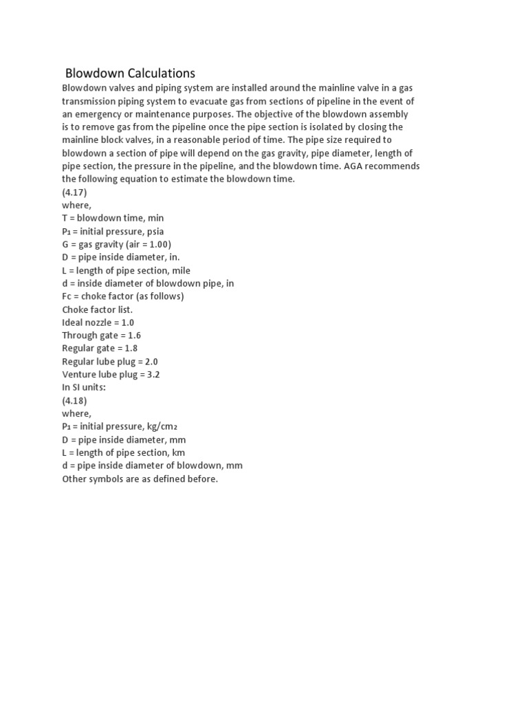 Blowdown Calculations | PDF