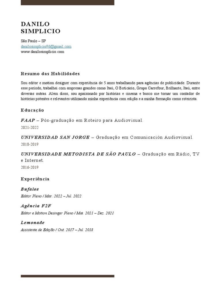 CV Danilo | PDF | Carreira e Crescimento | Negócios
