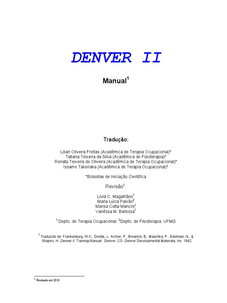 Teste de Denver II - Manual | PDF | Quociente de inteligência