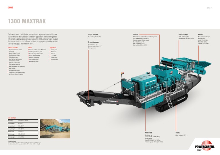 Powerscreen 1300 Maxtrak Brochure (3e5) | PDF | Manufactured Goods