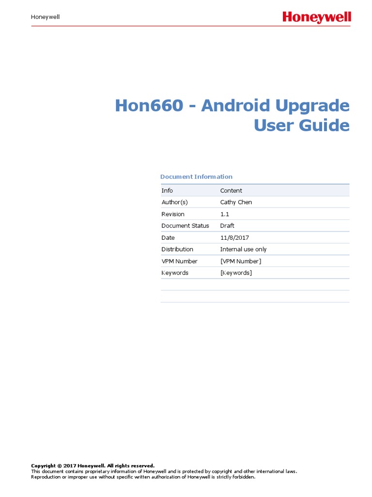 Hon660 - Android Upgrade User Guide: Honeywell | PDF | Android (Operating System) | Installation ...
