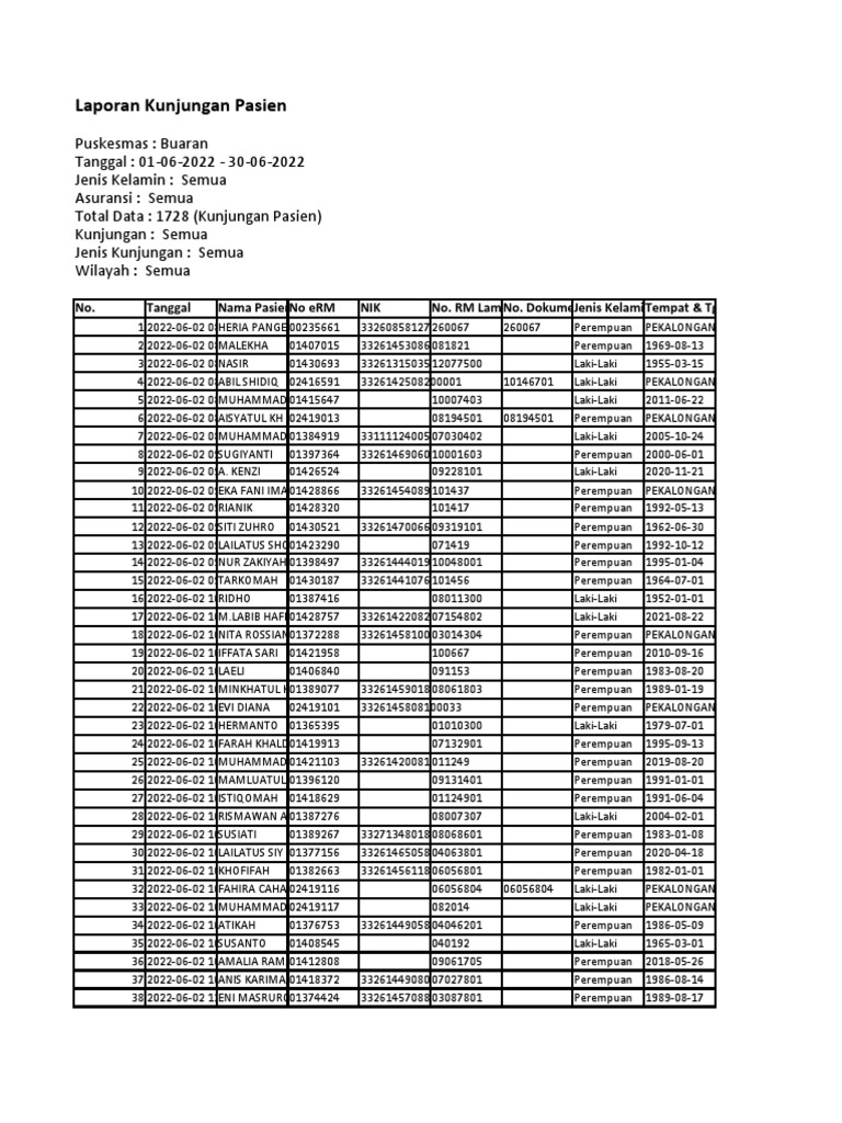 Laporan Kunjungan Pasien | PDF