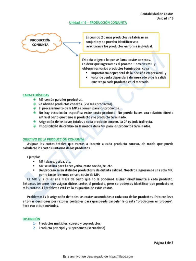 Produccion Conjunta Unidad 7 | PDF | Costo | Margen bruto