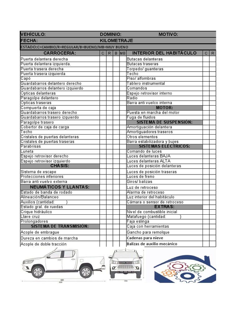 Check List Inspección Toyota Hilux | PDF | Transmisión (Mecánica ...