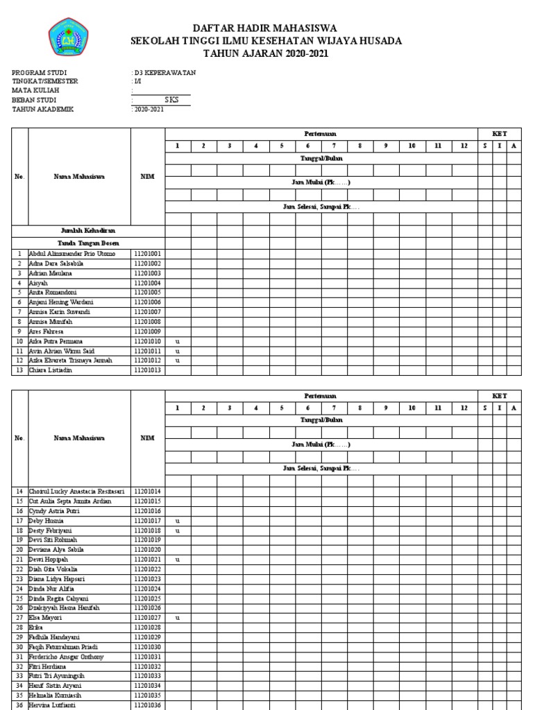 Absen d3 Perawat Nim 2020 Ok v3 | PDF